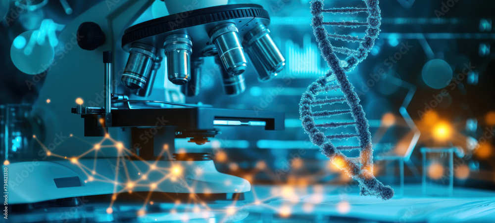 DNA double helix. DNA molecule structure. Medical science research of ...