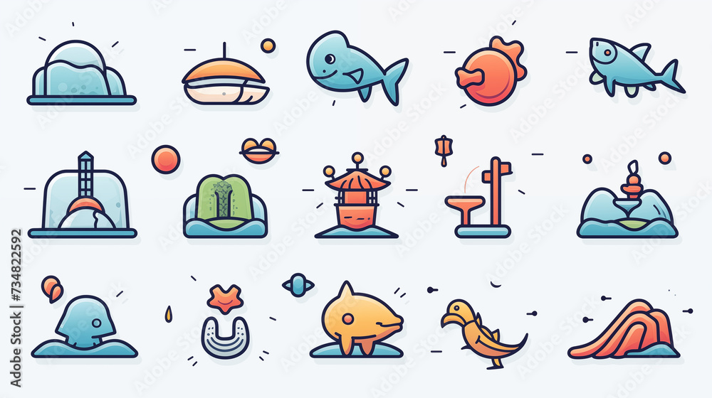 A collection of color outline icons designed specifically for World ...