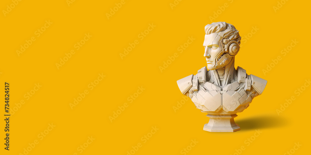 Ancient Robot Cyborg bust made of marble stone found in excavation ...