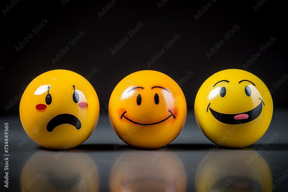 Three emotion-expressing smileys. A feeling can be positive, negative ...