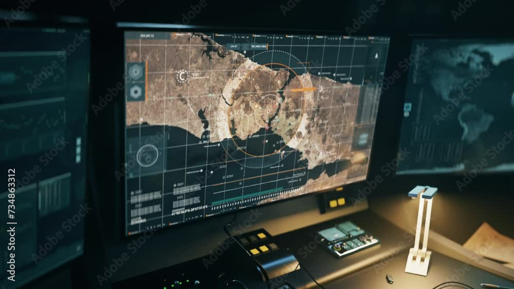 Vidéo Stock Surveillance scanning system searches the selected area for ...