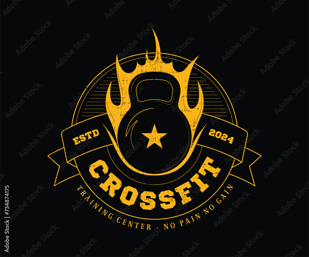 Retro CrossFit gym logo. Gym logo design. Stock Vector | Adobe Stock