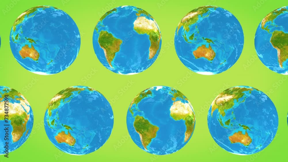 Animated World Globes Rotating On Green Background. World Geography ...