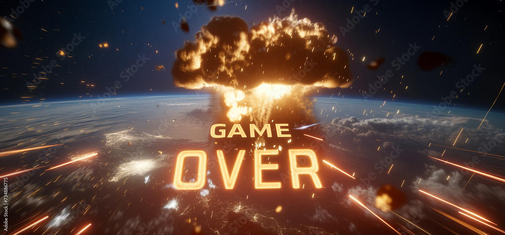 Atomic Bomb, Nuclear explosion, Space view, Outside planet Earth ...