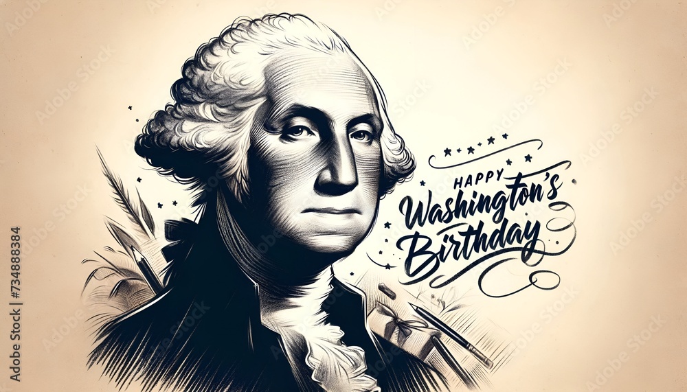 Sketch style illustration of george washington for birthday celebration ...