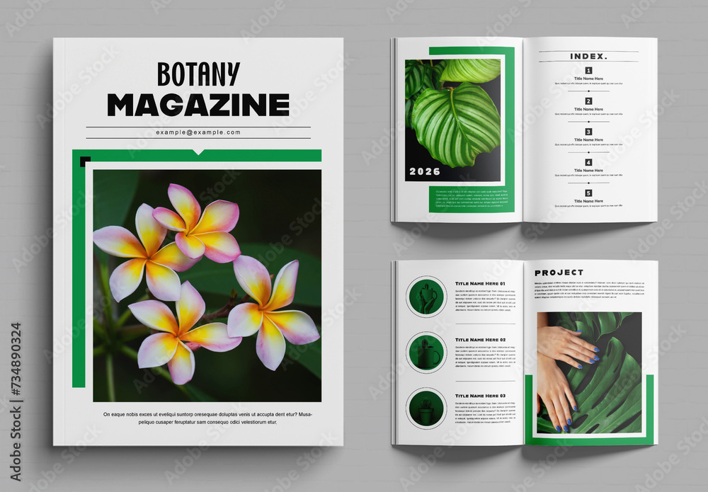 Botany Magazine Design Layout Stock Template | Adobe Stock