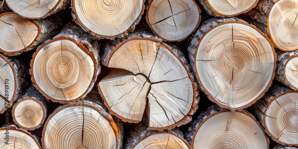 Cut Poplar Tree Logs Piled Up Closeup. Pile of freshly cut poplar logs ...