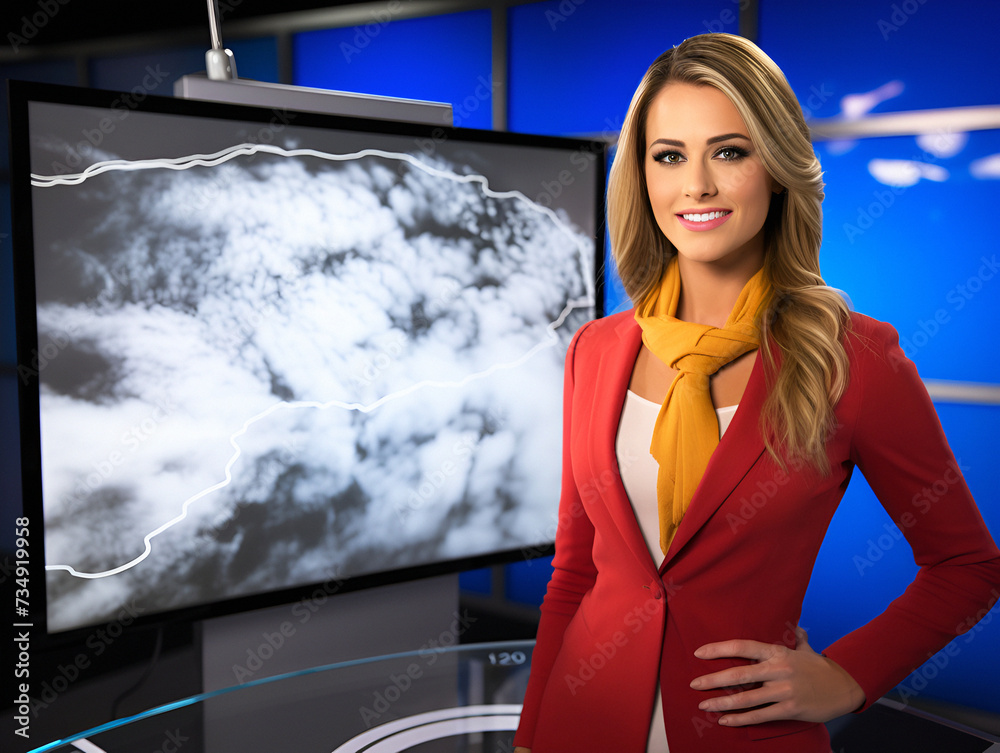 female meteorologist presenting a weather forecast Stock Illustration ...