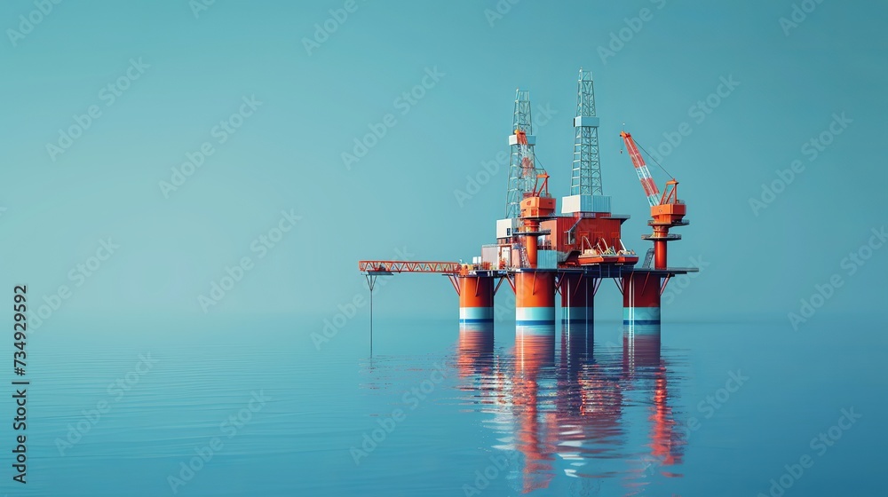 Oil rig. Isolated on blue, abstract 3D floating rig platform. Gas ...