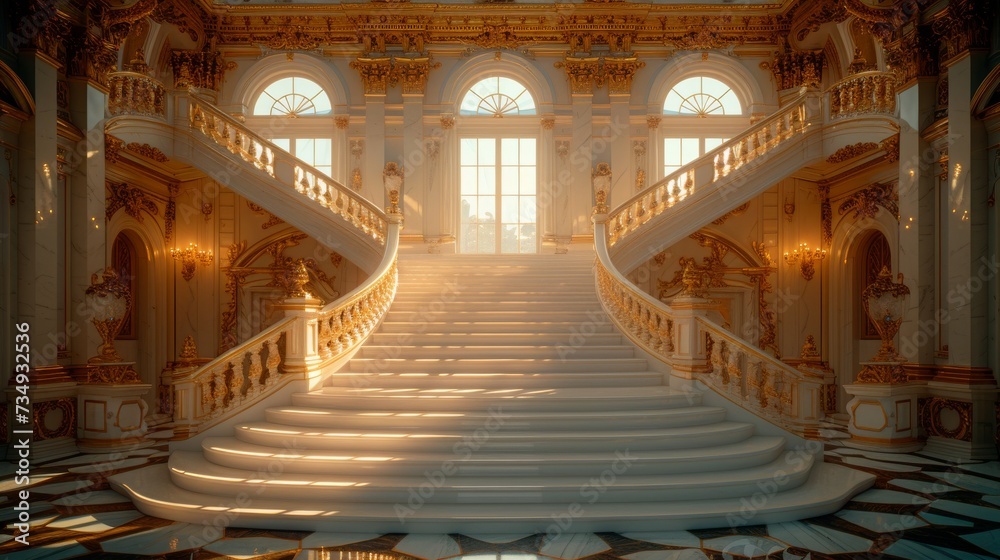 Grand Staircase in a Classical Museum: A majestic staircase within a ...