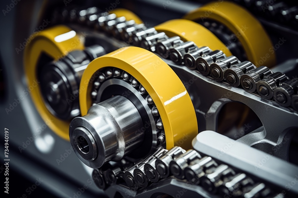 A Detailed View of a Robust Chain Drive System in an Industrial Setting ...
