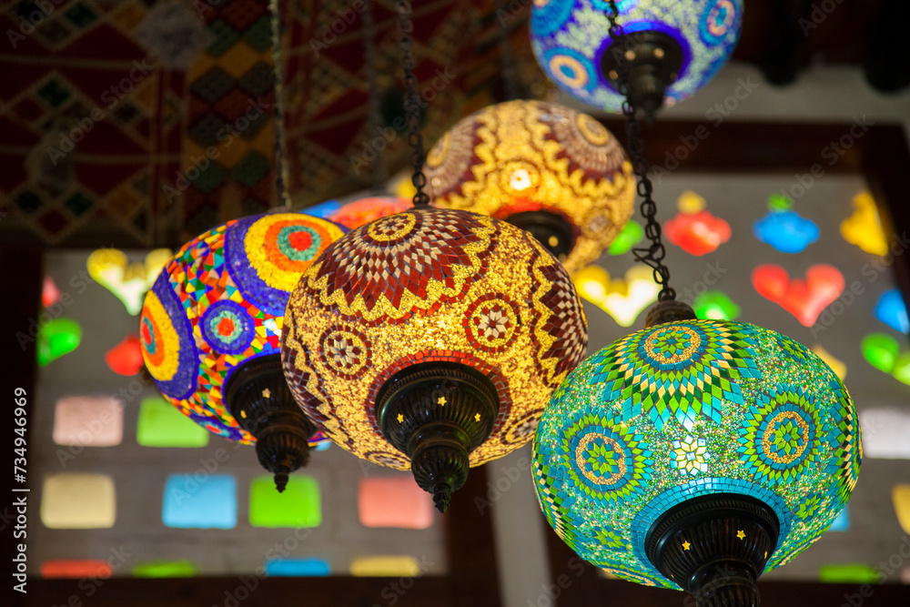 Doha, Qatar-April 20,2023: In the Old market Souk Waqif a decorative ...