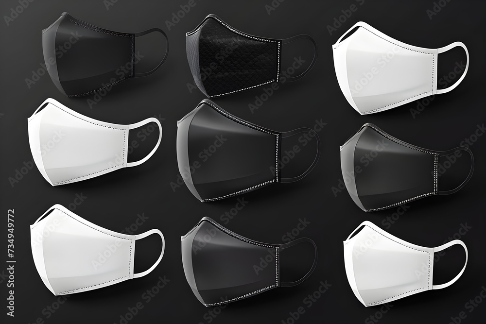 empty blank mockup face mask corvid 19 safety mask medical mask black ...