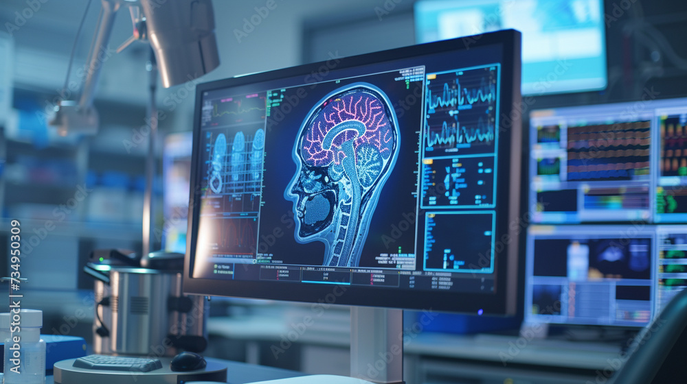 A close-up view of a high-definition monitor showing an AI diagnostic ...