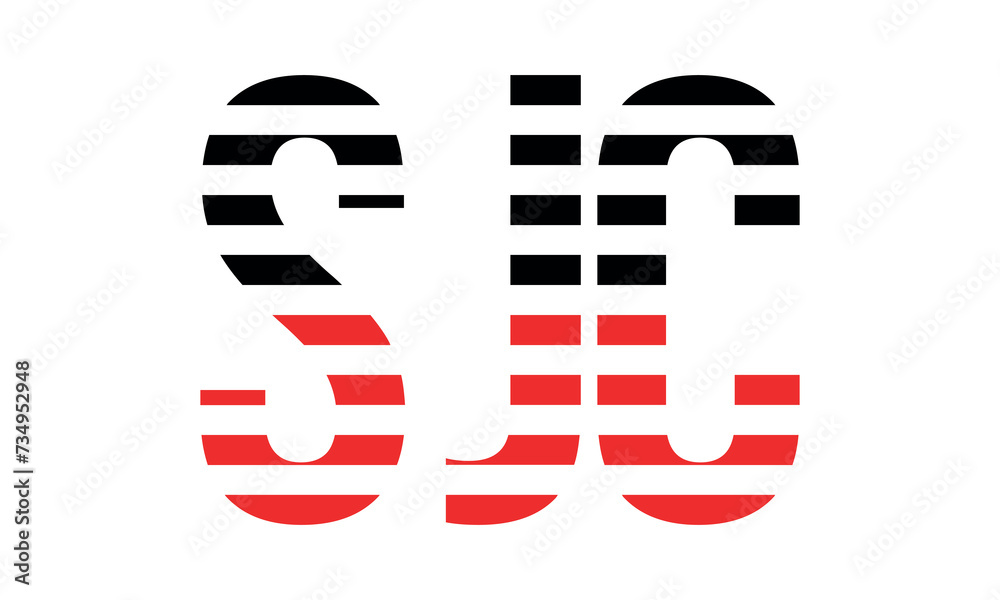 SJC three initial letter iconic line negative space minimal logo design ...