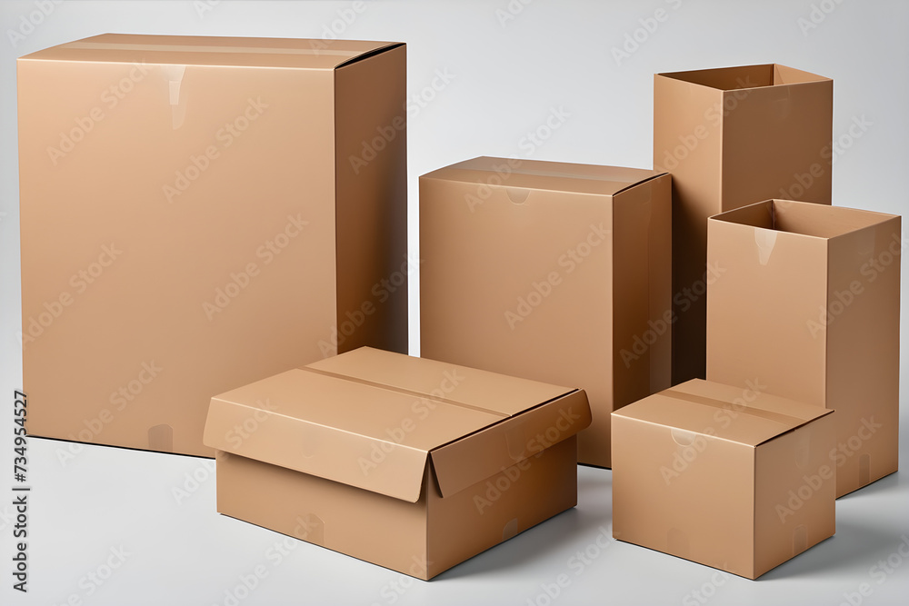 empty brown boxes recycle isolated mock-up cardboard package box ...