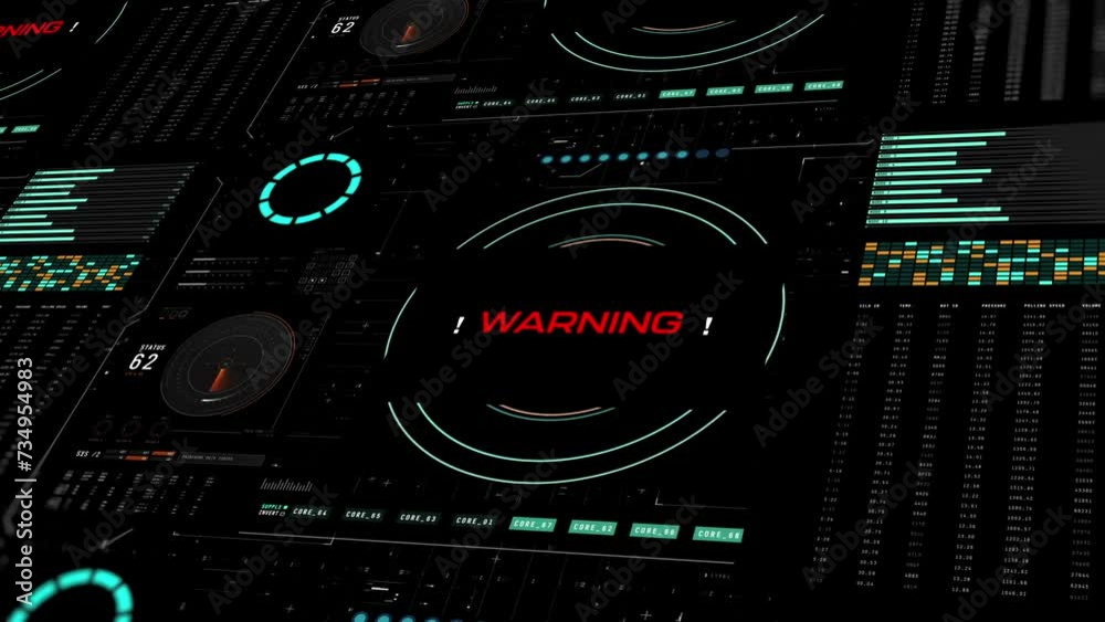 Warning system alert, system message digital alert error. hud, hi-tech ...