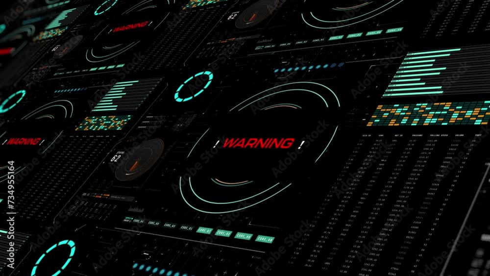 Vidéo Stock Warning system alert, system message digital alert error ...