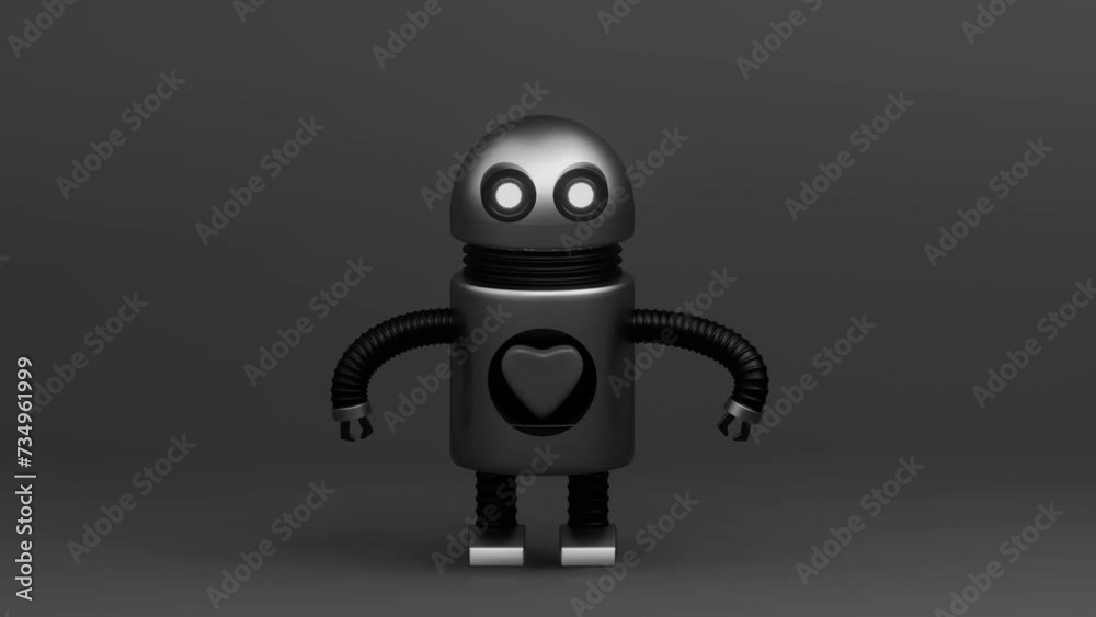 Vidéo Stock Robotic Valentine card. robot with love heart beautiful 3d ...