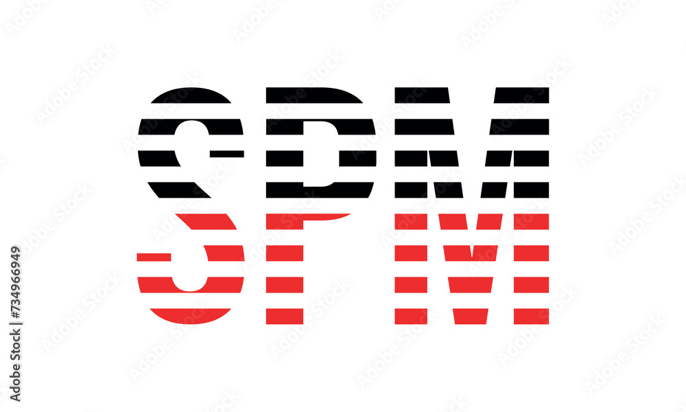 SPM three initial letter iconic line negative space minimal logo design ...