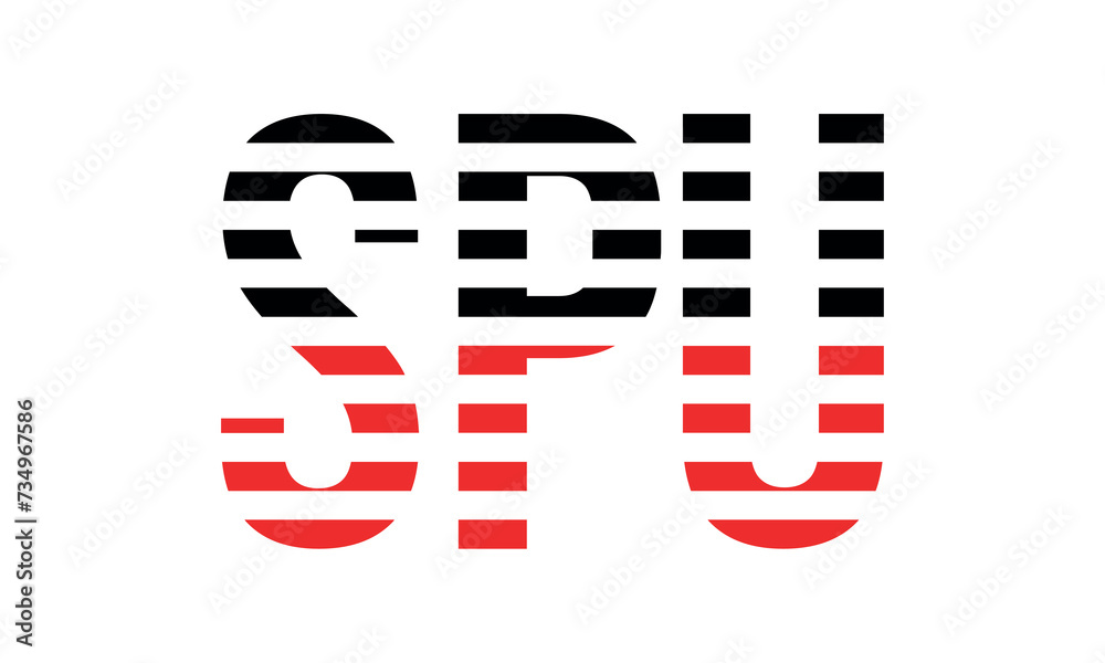 SPU three initial letter iconic line negative space minimal logo design ...