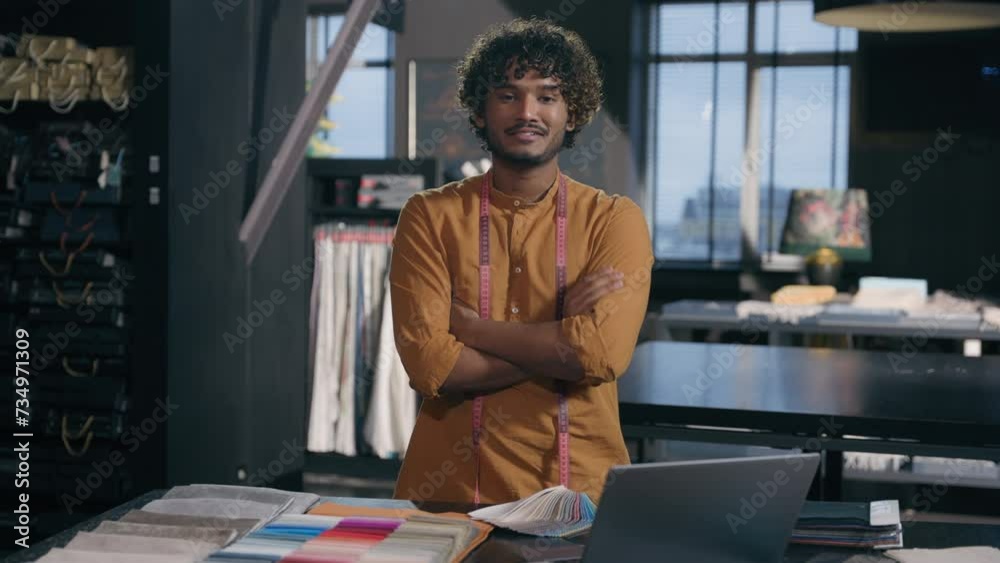 Indian Arabian man happy smiling creative designer fashion clothing ...