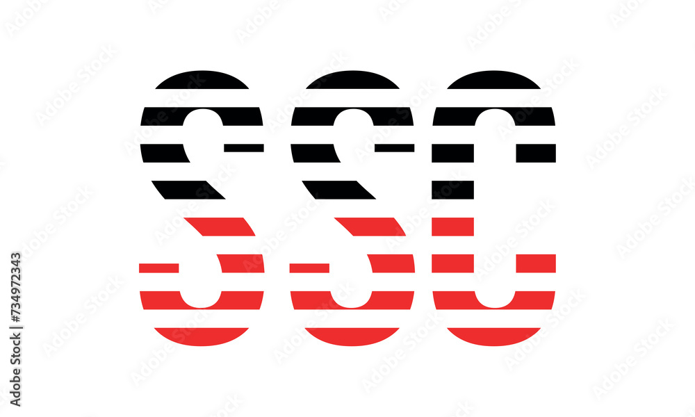 SSC three initial letter iconic line negative space minimal logo design ...