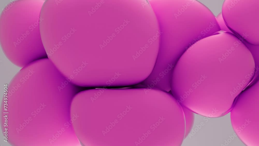 3d animation 4K. Abstract background with pink balls stuck together ...