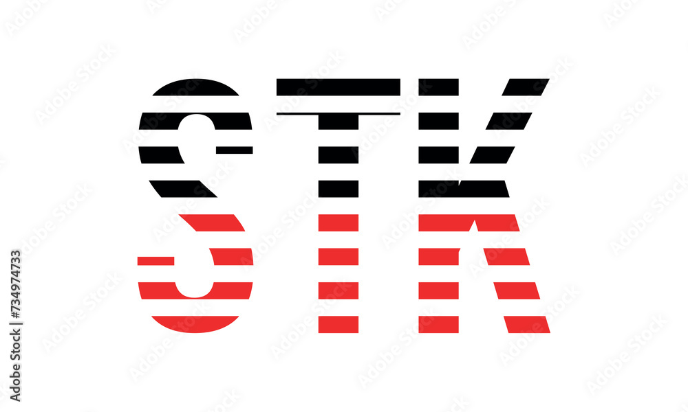 STK three initial letter iconic line negative space minimal logo design ...