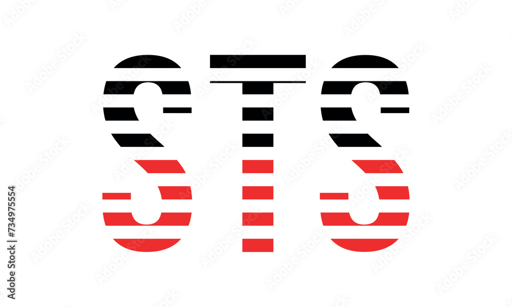 STS three initial letter iconic line negative space minimal logo design ...