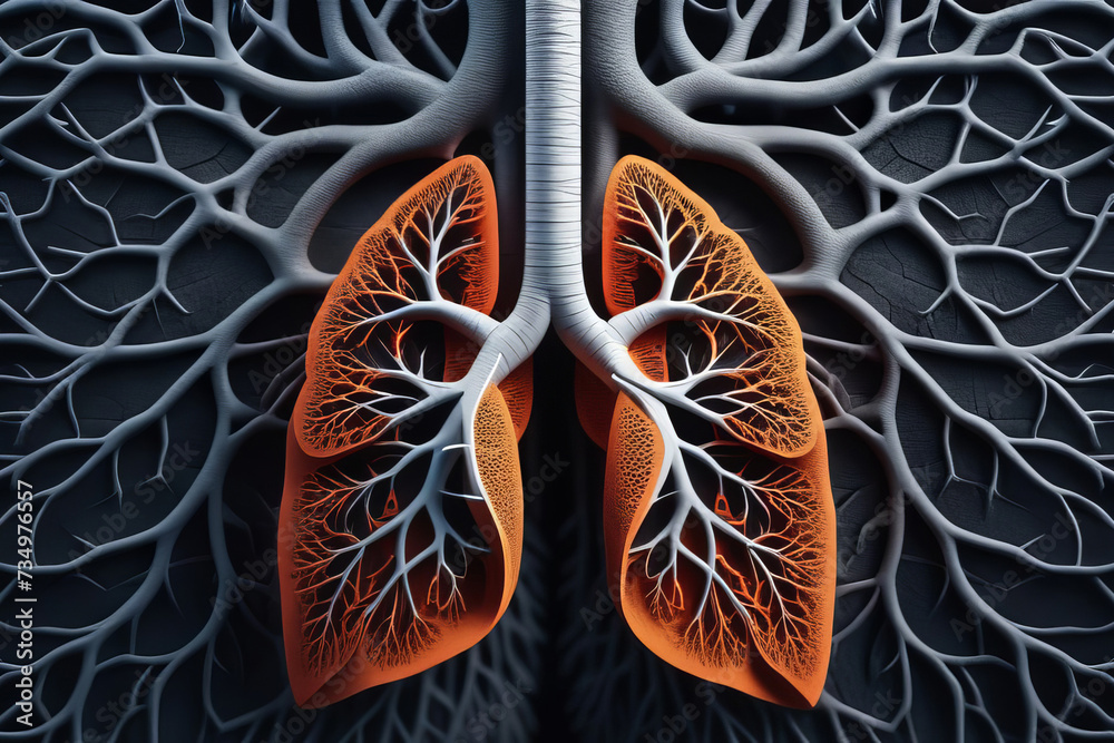 World Tuberculosis Day. Top view lungs symbol on black background lung ...