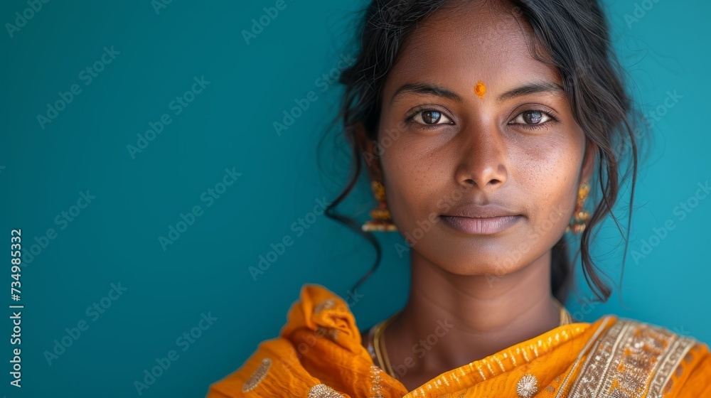 Portrait of young beautiful calm Indian woman with bindi mark on face ...