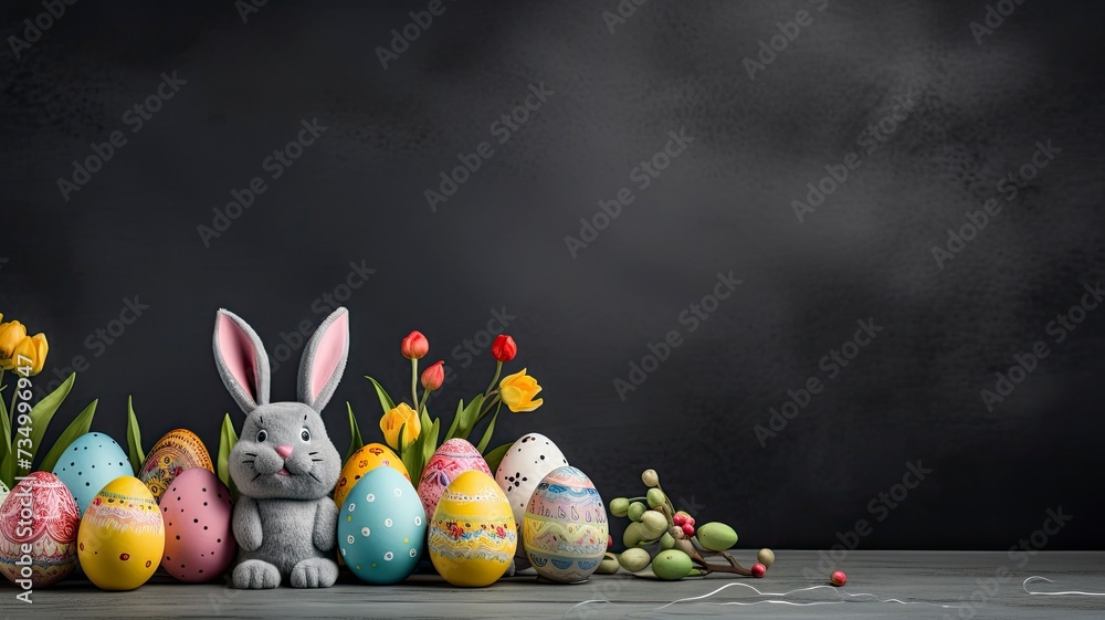 frohe ostern hintergrund panorama banner gruÃŸkarte - osterei mit ...