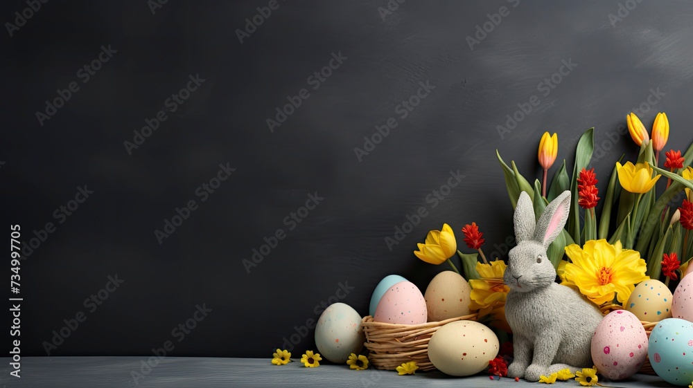 frohe ostern hintergrund panorama banner gruÃŸkarte - osterei mit ...