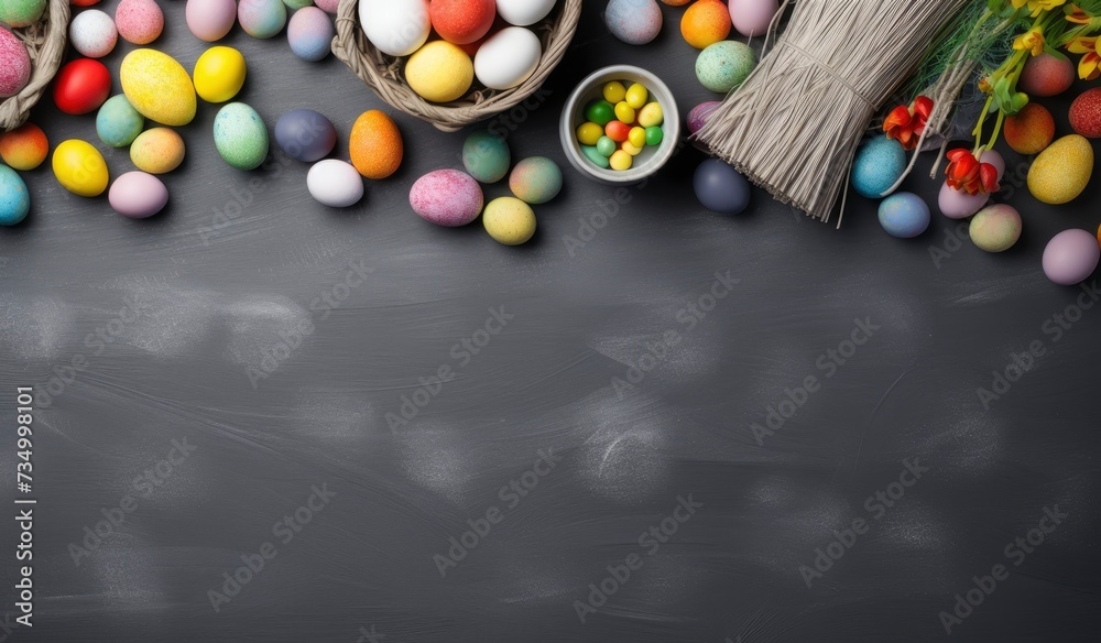frohe ostern hintergrund panorama banner gruÃŸkarte - osterei mit ...