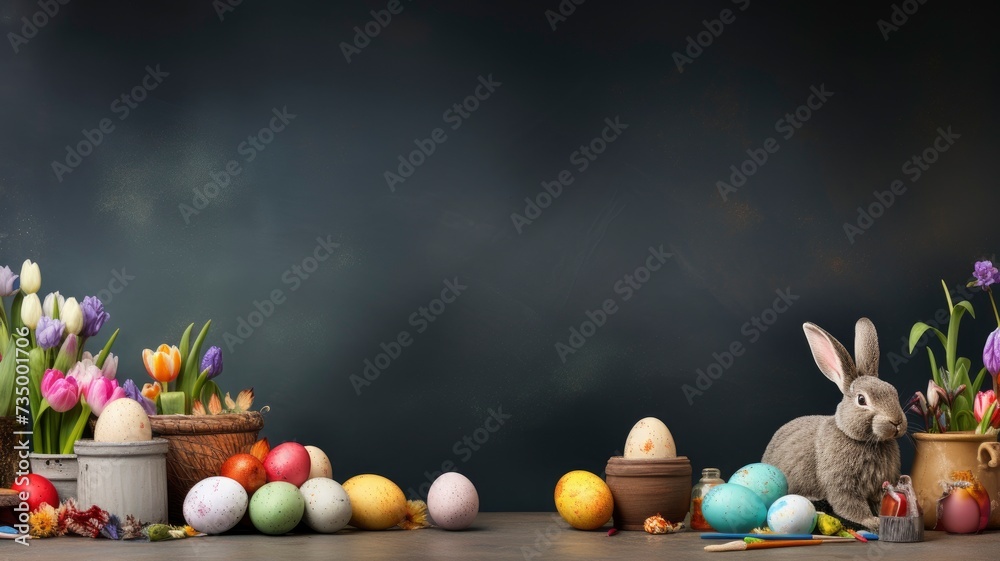 frohe ostern hintergrund panorama banner gruÃŸkarte - osterei mit ...