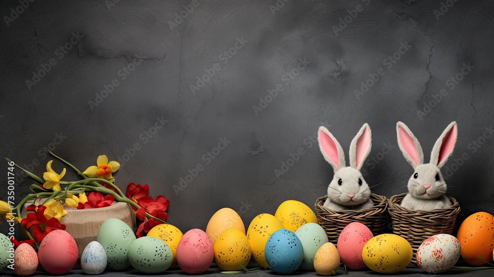 frohe ostern hintergrund panorama banner gruÃŸkarte - osterei mit ...