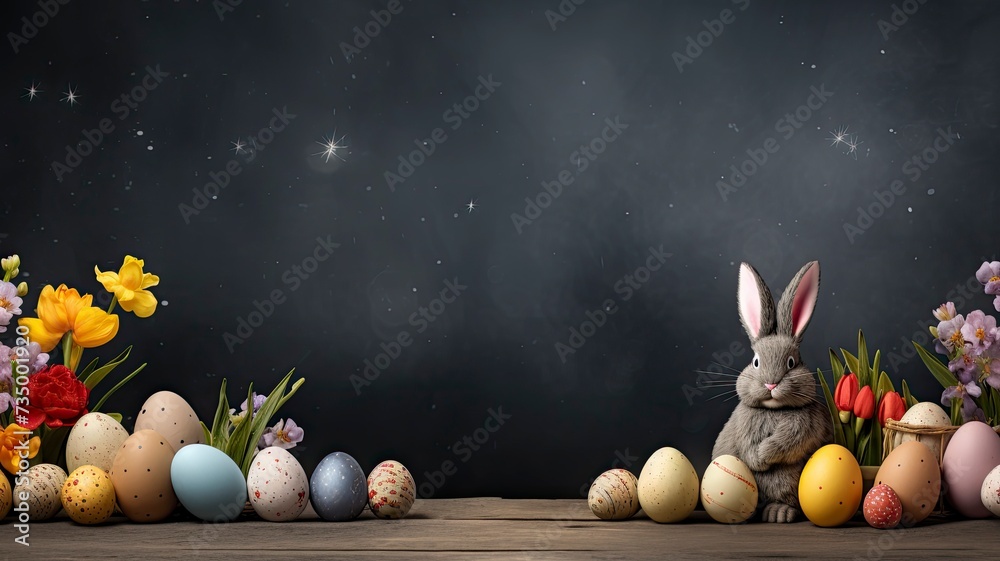 frohe ostern hintergrund panorama banner gruÃŸkarte - osterei mit ...