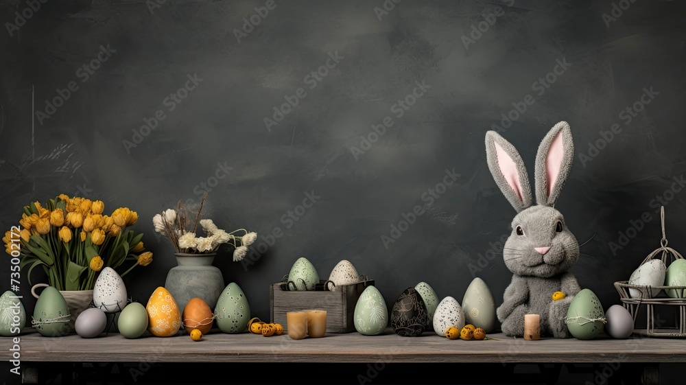 frohe ostern hintergrund panorama banner gruÃŸkarte - osterei mit ...