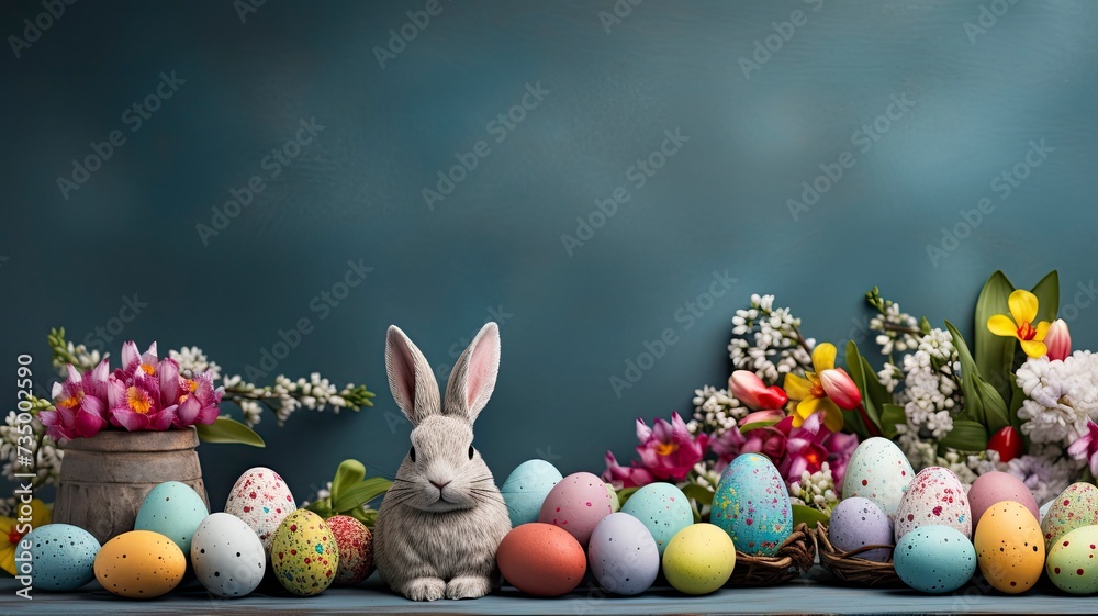 frohe ostern hintergrund panorama banner gruÃŸkarte - osterei mit ...