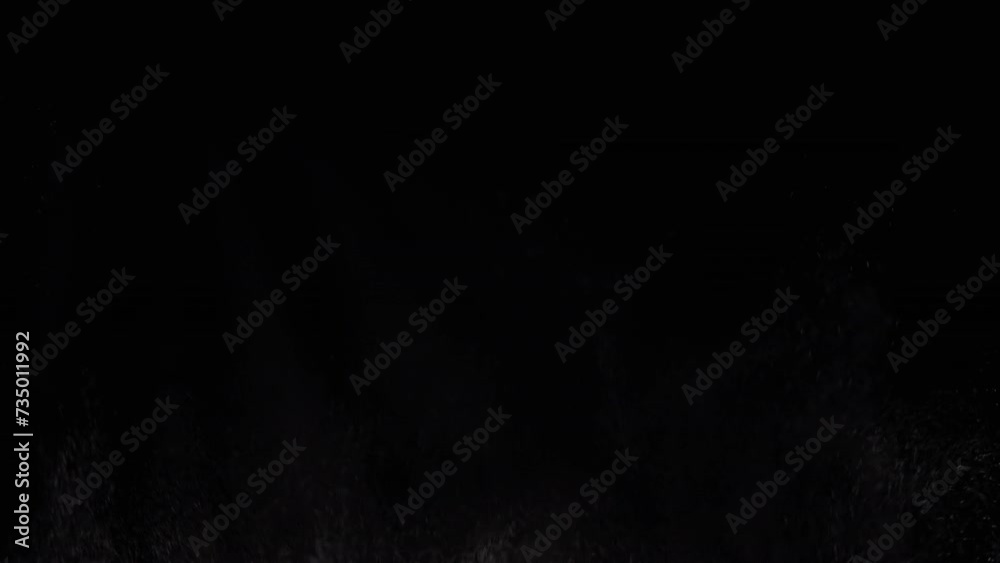 Exploding Stream of Ice Water Drops, Dust in Empty Space on a Black ...
