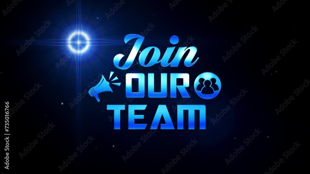 Futuristic Blue Join Our Team Glossy Metal Texture Lettering Design ...