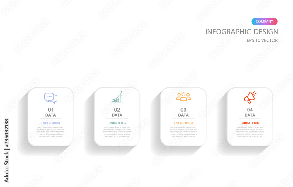4 Step Business Process Chart With Company Graphic Elements Company Presentation Modern Vector