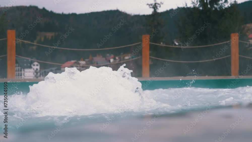 Empty Boiling Jacuzzi with Hot Water from thermal springs outdoors ...