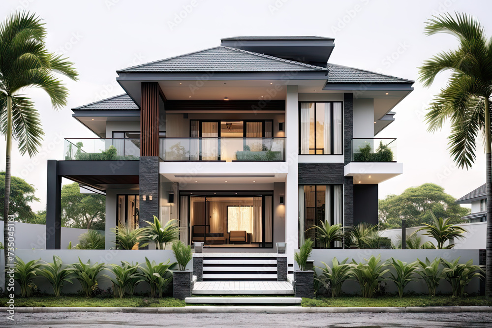 house, minimalist design, modern, luxurious, pointed roof, tiled roof ...