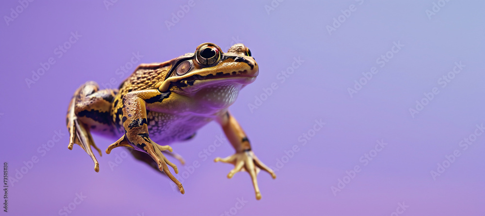 Green frog in a jump, symbol of the day in leap year, celebrating frog ...