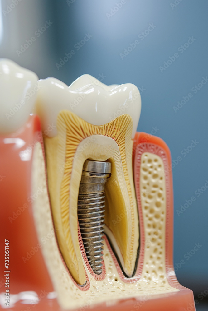 cross section of the jaw with an embedded dental implant Stock ...