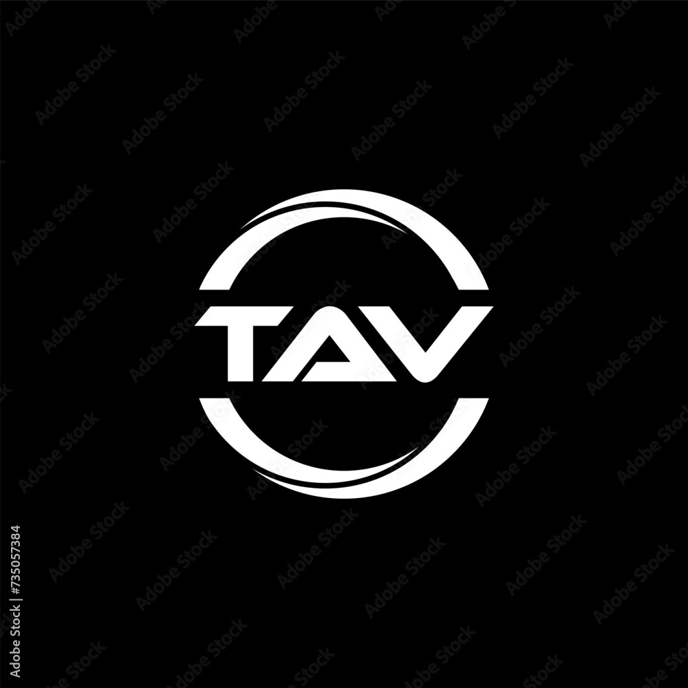 TAV letter logo design with black background in illustrator, cube logo ...