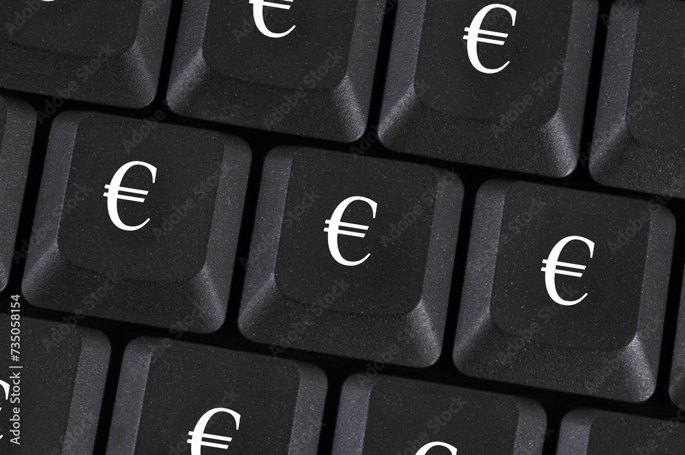 Symbole de l'euro sur les touches d'un clavier d'ordinateur Photos ...