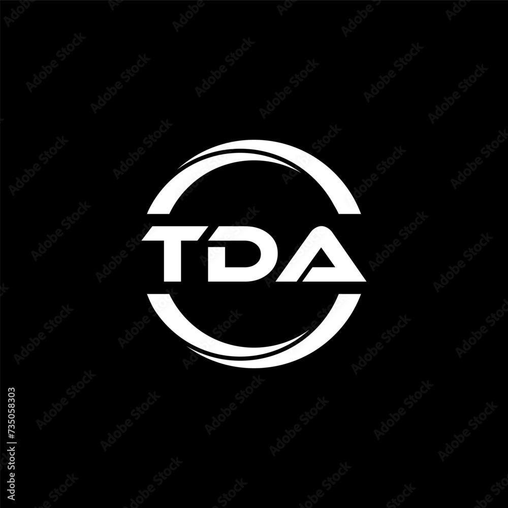 TDA letter logo design with black background in illustrator, cube logo ...
